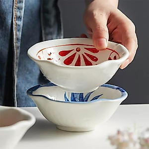 EERINESS Dinner Plates Soup Bowls Dipping Sauce Soy Sauce Vinegar Seasoning Dish Home Ceramic Japanese Dish Dessert Rice Bowl Ice Cream Bowl Ramen Bowl (Color : C, Size : Small)