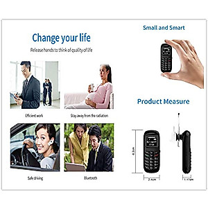 Sudroid Mini Small Mobil Cell Phone L8star BM70 Bluetooth Handset 0.66 inch Unlocked Bluetooth Earphone Dialer Support SIM Card(Black)