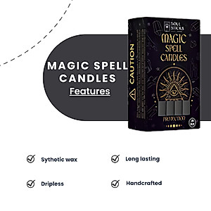 Soul Sticks Protection 4' Magic Spell Chime Taper Candles, 20 pcs - Ideal for Altar, Rituals, Ceremonies, Meditation Purple Candle for Witchcraft Supplies, Wiccan, Candles Clearance