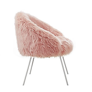 Ana Rose Fur Accent Chair - Metal Legs | Upholstered | Living Room, Entryway, Bedroom | Inspired Home