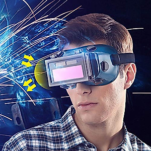Holulo Auto Darkening Welding Goggles with Clear Inner Lenses Welding Helmet Solar Welder Eyes Glasses Flip Up Lens Eye Protection (Dark Green)