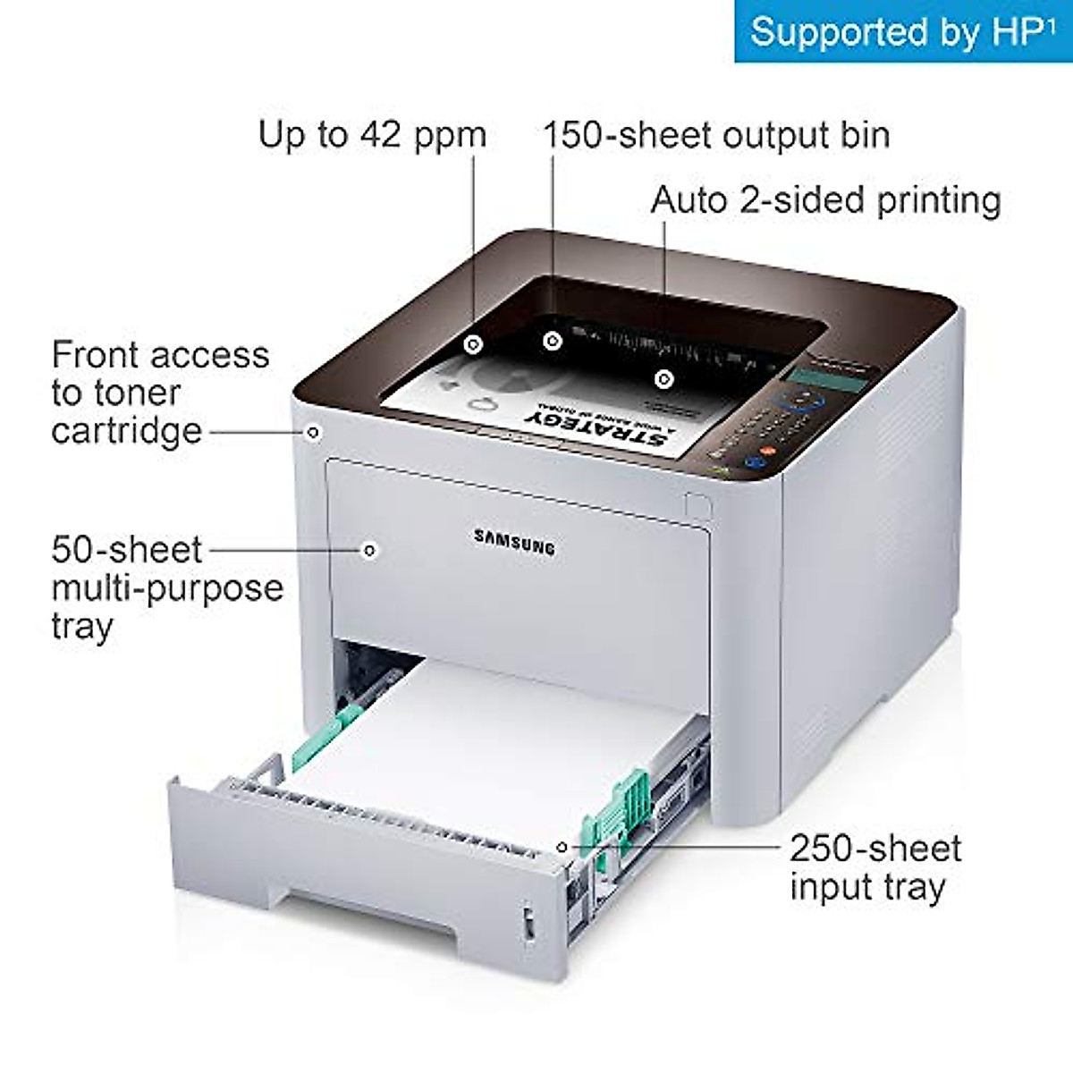 HP Samsung ProXpress M4020ND Monochrome Laser Printer with Mobile Connectivity, Duplex Printing, Built-in Ethernet, Print Security & Management Tools (SS383K)