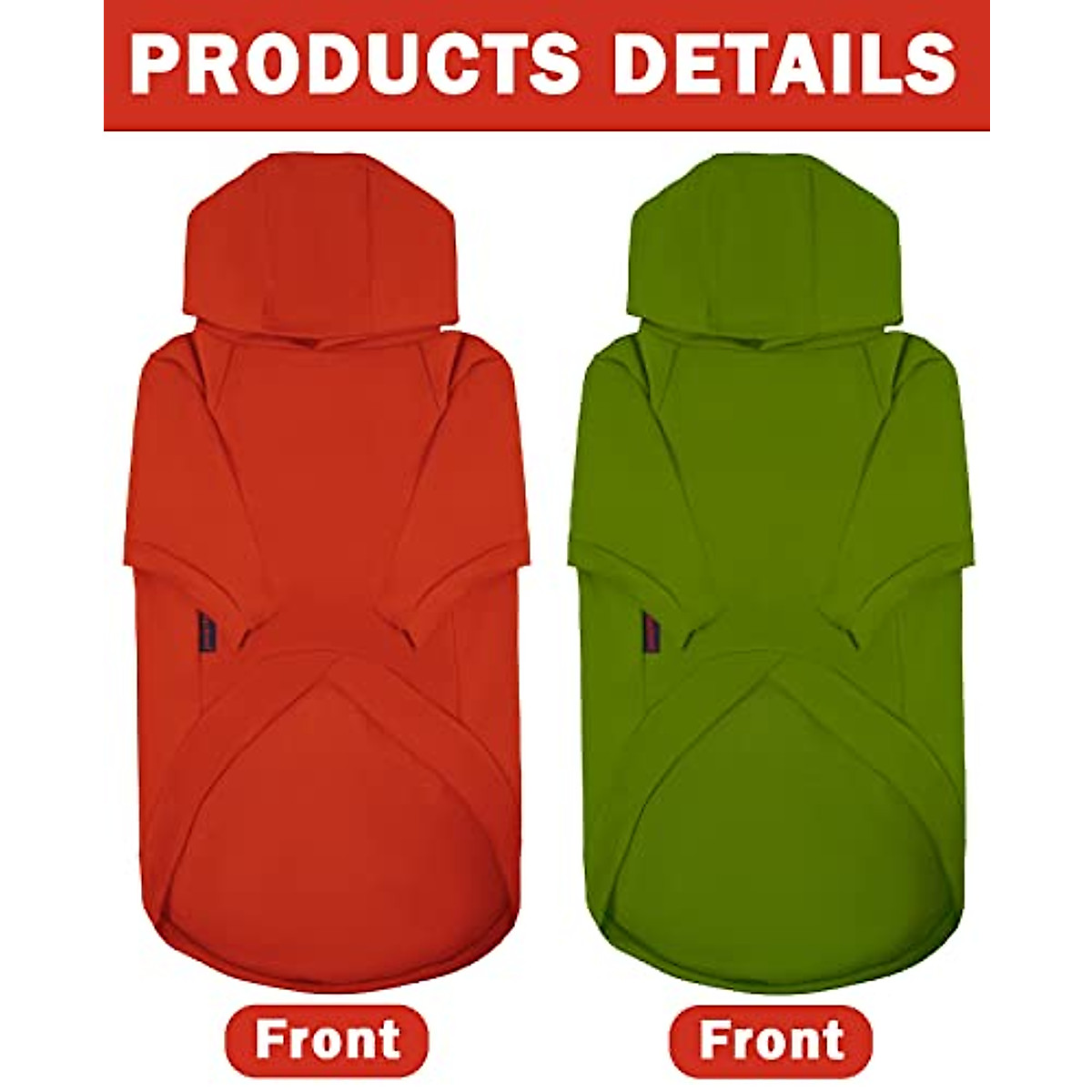 Kickred 2 Pieces Basic Cotton Dog Hoodie Sweater, Soft Pet Clothes Dog Sweatshirts, Dog Outfit Coat Pullover with Pocket and Leash Hole for Small Medium Large Dogs, L