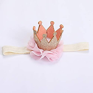 My 1/2 1st Birthday Outfit Baby Girls Shiny Crown Romper + Ruffle Tulle Skirt + Sequins Crown Flower Headband Glitter Party Dress up 3PCS Photo Cake Smash Clothes Set Gold 1/2 Birthday 3-6 Months