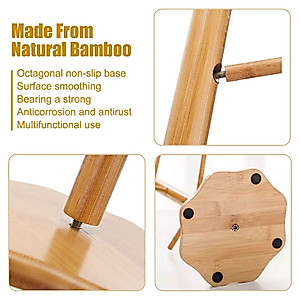 Mug Tree, Coffee Mug Tree, Bamboo Countertop Mug Tree Stand , Coffee Mug Holder Tree for Counter Stand with 6 Hooks, Octagon Base Coffee Cup Tree, Removable Mug Stands