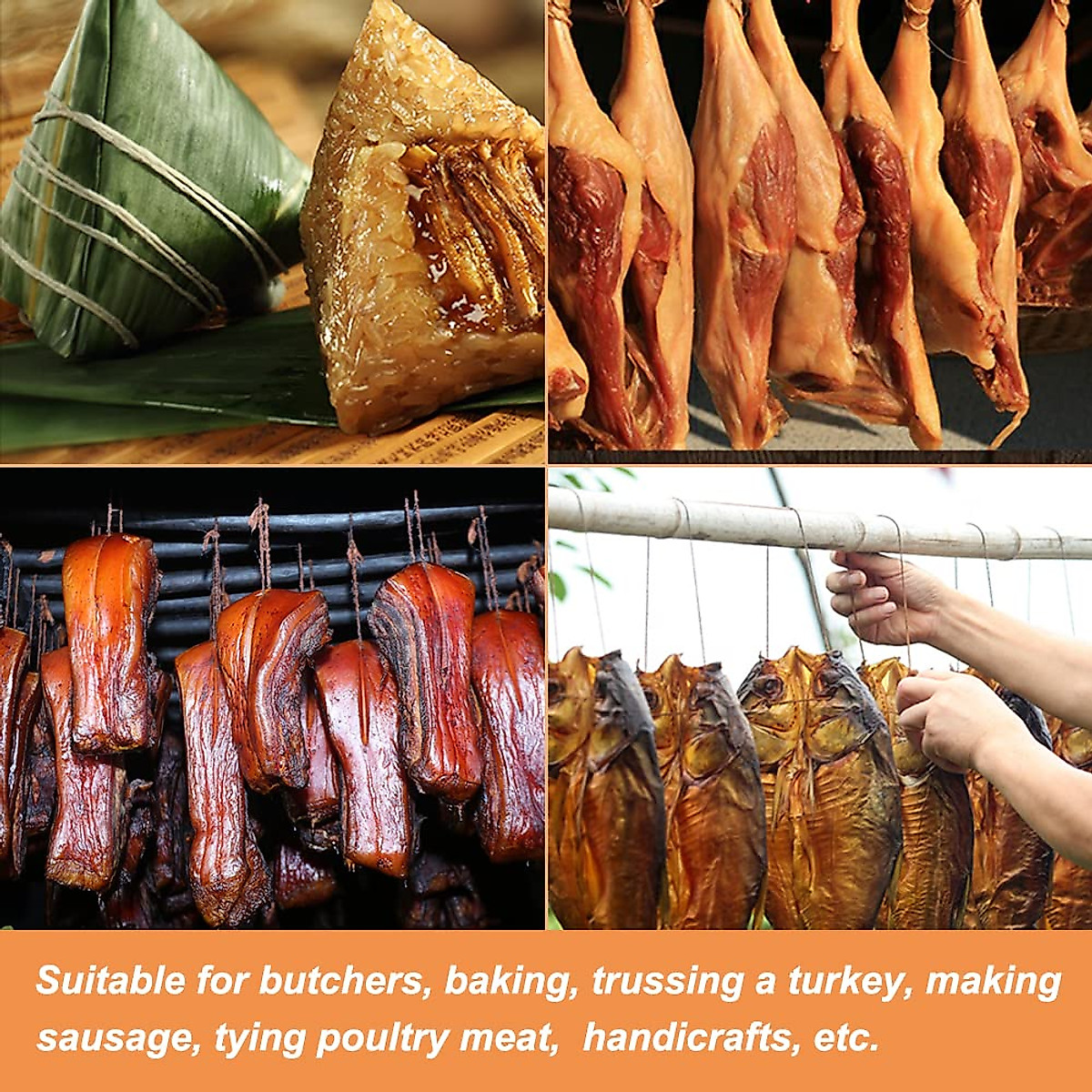 Vivifying Butchers Twine, 328 Feet 3Ply Cotton Bakers Twine, Food Safe Cooking String for Tying Meat, Making Sausage, Trussing Turkey, Roasting and Packing (Beige)