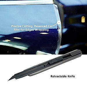 Umaki Car Graphics Vinyl Install Tools Kit with 5M Vinyl Wrap Cutting Tape, Cutter Knife, Vinyl Squeegee and Cleaning Cloth, for Safely Design Graphics Decals Line, 7 Piece