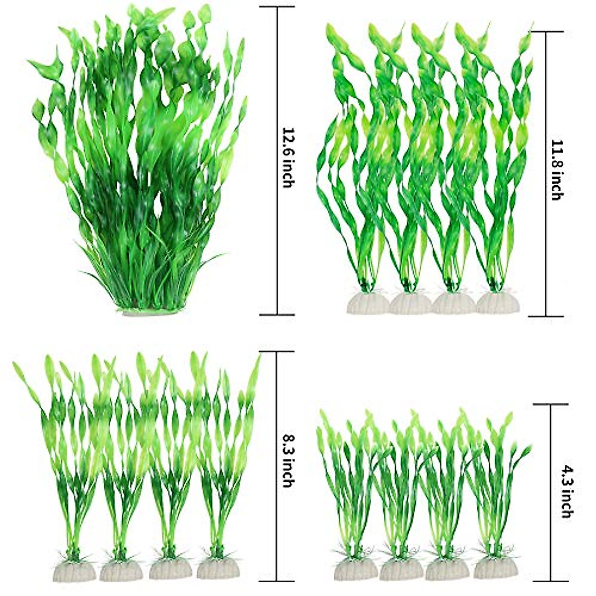 MyLifeUNIT Artificial Aquarium Plants, 13 Pack Plastic Seaweed Water Plants for Fish Tanks (Green)