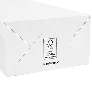 BagDream Paper Lunch Bags 12lb 50Pcs Kraft White Paper Bags, Bread Bags Paper Snack Bags 7x4.5x13.75 Inches Sack Lunch Bags