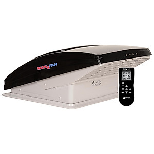 MAXXAIR Maxxfan Deluxe Vent, Fan and Vent Cover All in One - Powerful 10-Speed Reversible Fan with Thermostat, Built-in Rain Cover, Remote Control, Intake & Exhaust Fan, Smoke (00-07500K)