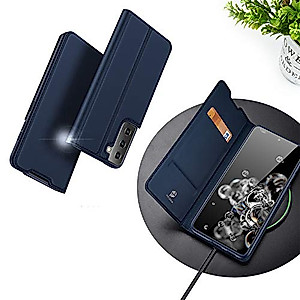 Leather Case for Samsung Galaxy S21 6.2 Inch 2021, Contracted PU Slim Shockproof Protective Cover Flip Folio Magnetic Bumper (Black)