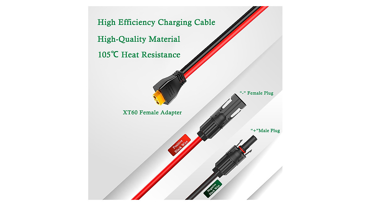 MaxEnergy Solar to XT60 Cable | 10AWG Power Station Charger