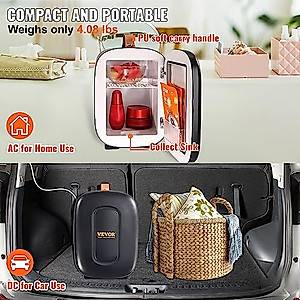 VEVOR Mini Fridge 4 Liter/6 Can Small Refrigerator for Beverage Skincare & Cosmetic AC/DC Cooler & Warmer, Mute Portable Tiny Cooling for Bedroom Office Dorm Desk Car Travel, ETL Certified, Black