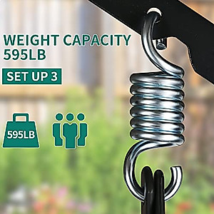 YITAHOME Outdoor Porch Swing, 3 Person Patio Swing Chair with Adjustable Canopy, Removable Cushion,Suitable for Garden, Poolside, Balcony,(Beige Grey)