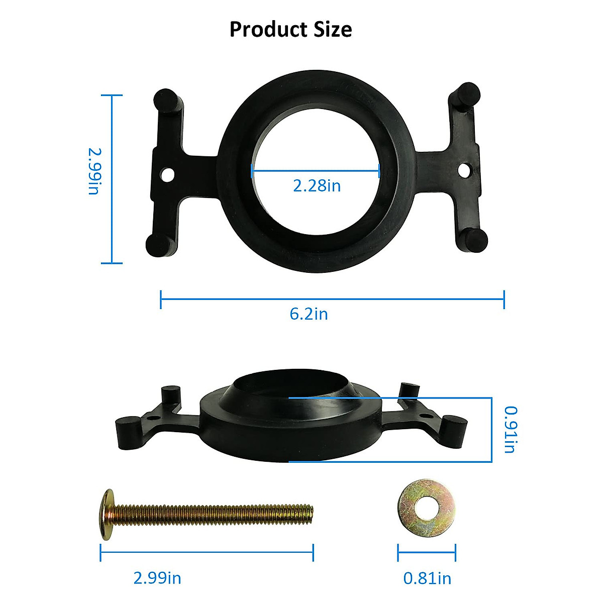 04-3817 Toilet Tank to Bowl Bolt Set Fit for Eljer Toilet and Most Flush Valve Opening Toilet Tanks with Gasket Solid Brass Kits