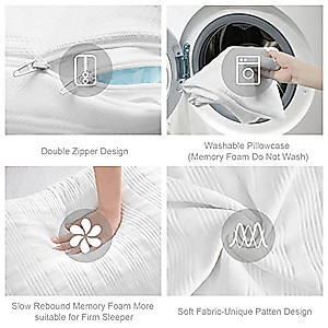 Meoflaw Cooling Pillows for Sleeping Standard Size Set of 2,Shredded Memory Foam Bed Pillow with Double Sided Material Pillowcase,Adjustable Loft Standard Pillow for Side & Back Sleeper-Medium Firm