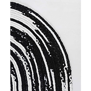 Unique Loom Braided Chindi Collection Casual Modern Black Oval Rug (3' 3 x 5' 0)