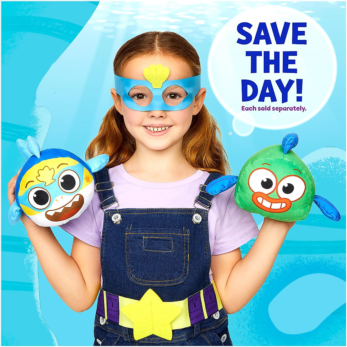 WowWee Baby Shark's Big Show! Reversible Plush Baby Shark Turns Into Super Shark – Flip Plushie Toys for Toddlers