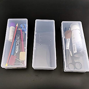 Airgoesin 3 Makeup Cosmetic Travel Organizer Storage Container Case Pencil Box for Stationery Brushes Pills Supplements Portable 7.3 in x 2.8 in x 1.4 in