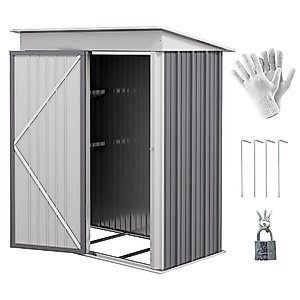 Outsunny 5.3' x 3' Outdoor Storage Shed, Metal Garden Tool House with Sloping Roof and Lockable Door for Backyard, Bike, Patio, Garage, Lawn, Gray