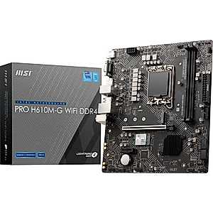 MSI PRO H610M-G WiFi DDR4 ProSeries Motherboard (mATX, 12th/13th Gen Intel Core, LGA 1700 Socket, DDR4, PCIe 4, 2.5G LAN, M.2 Slots, USB 3.2, Wi-Fi 6)