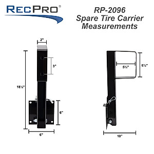 RecPro RV Bumper Mount Tire Carrier | Trailer Spare Carrier with Tire Locking Bracket