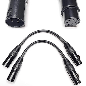 CESS-008 XLR3M to XLR5F DMX512 Adapter Cable - 3 Pin Male XLR to 5 Pin Female XLR DMX Turnaround, 6 Inches - 2 Pack