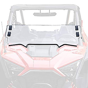 KEMIMOTO 1/2 Half Windshield, Polycarbonate UTV Front Hard Clear Heavy Duty Windshield Shock Resistance Compatible with Polaris RZR PRO XP / 4 (2020 2021 2022 2023)
