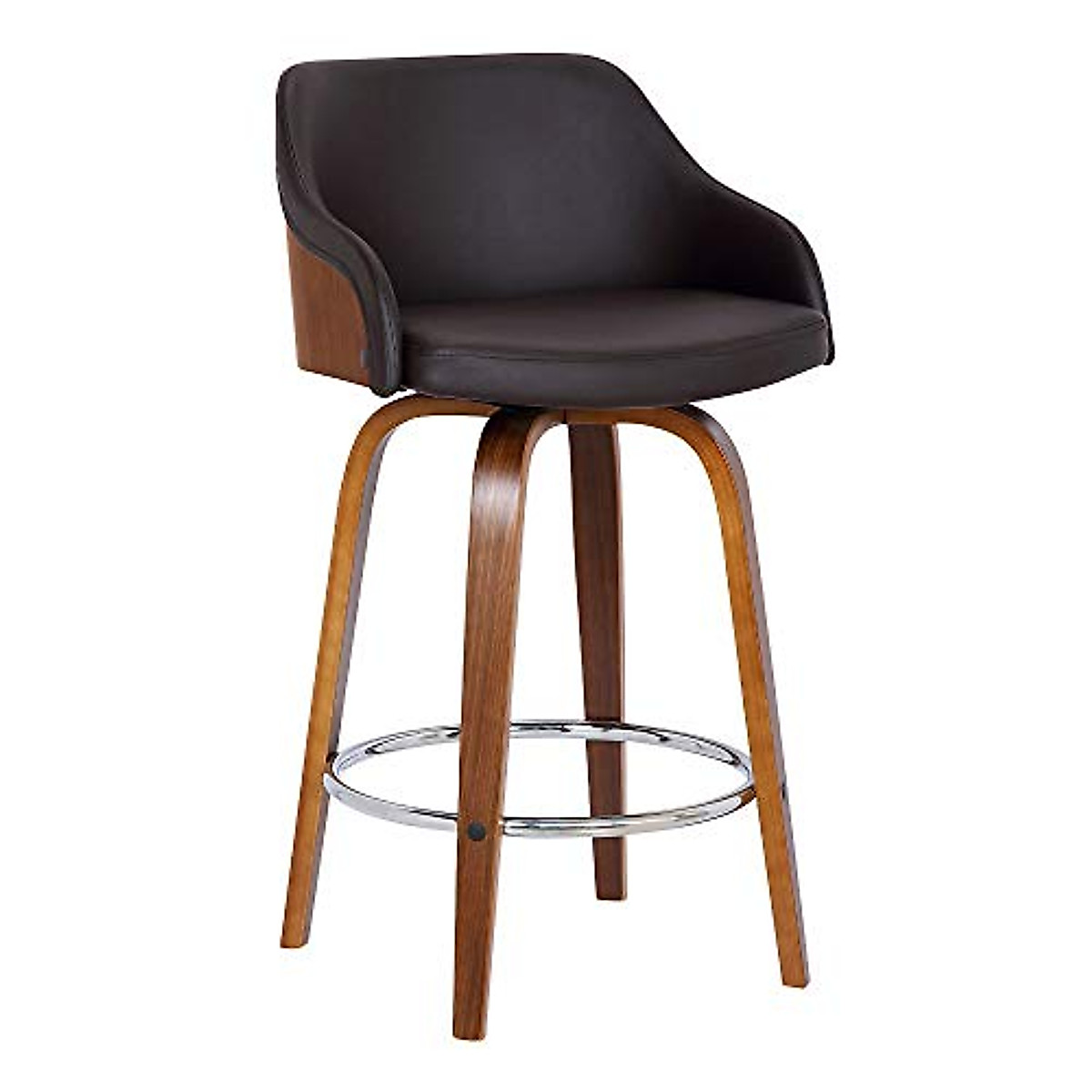 Alec Faux Leather Swivel Barstool, 26" Counter Height, Brown