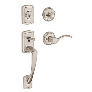 Baldwin Nautica, Front Entry Handleset with Interior Lever, Featuring SmartKey Deadbolt Re-Key Technology and Microban Protection, in Satin Nickel