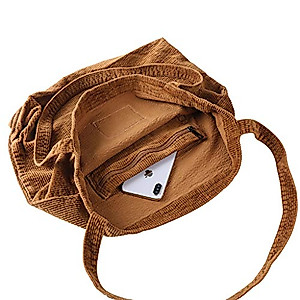 YARUODA Women Shoulder Handbags Casual Hobo Bags Corduroy Shopper Tote Bag, Green