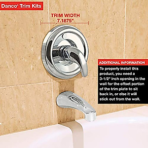 Danco 10001 Trim Kit, for Use with Moen Tub and Shower Faucets, Plastic, Chrome Plated, Single-Handle Valve
