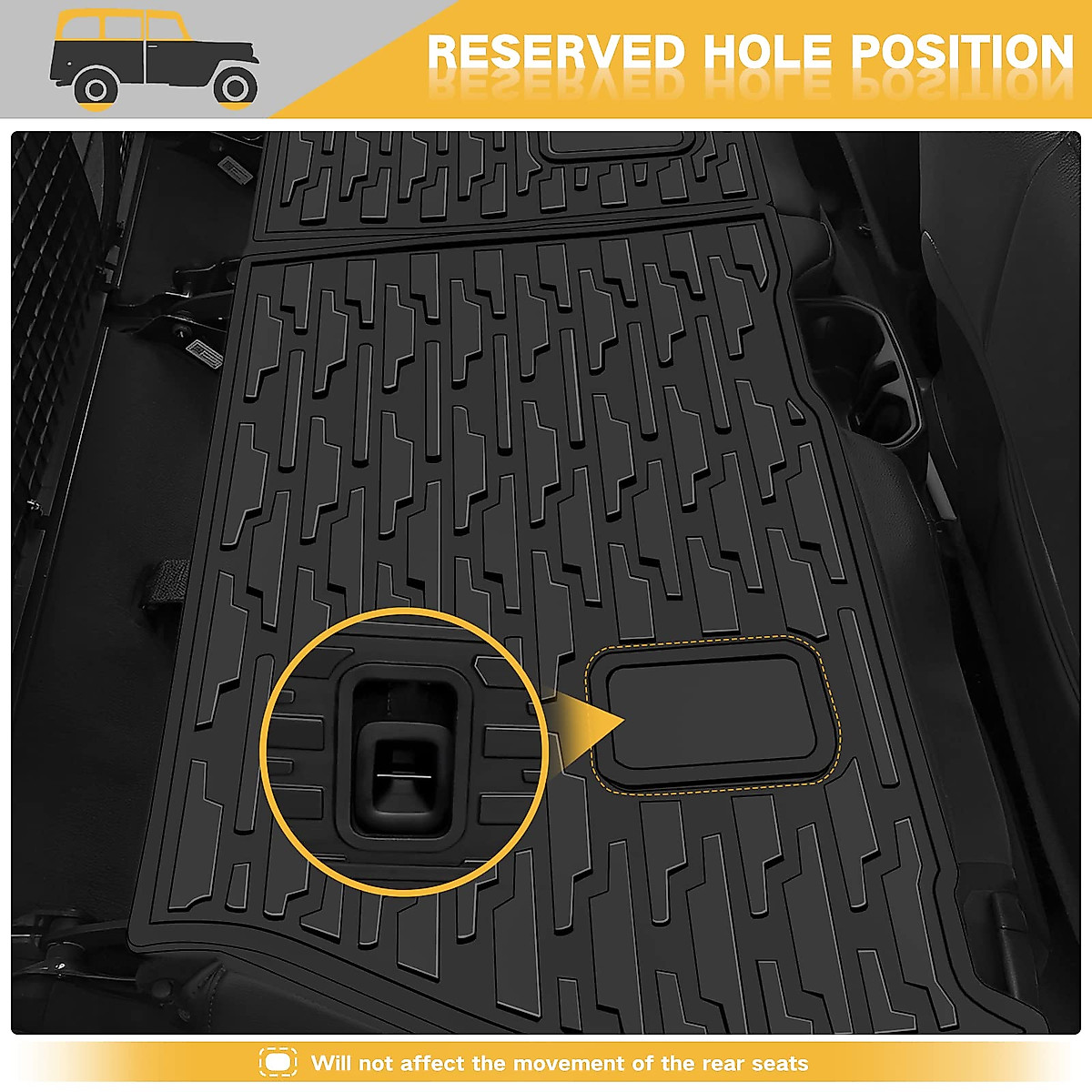 Utiiy Seat Back Cover Fit for 2018-2024 Jeep Wrangler JL Unlimited 4X4 Rear Cargo Mat with Subwoofer Seat Back Protector Backrest Mat Cover for Jeep Wrangler JL 4 Door Accessories(Backrest Mats)