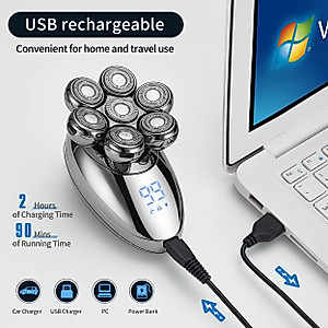 VODOZAVA Electric Razor for Men,2 in 1 Head Shavers for Bald Men, 7D Electric Shavers for Men with Nose Hair Trimmer, Waterproof Wet/Dry Mens Grooming Kit, Anti-Pinch, LED Display, USB Rechargeable