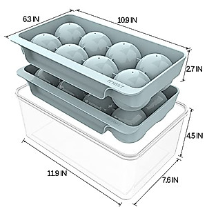 ITWIST Large Ice Ball Maker Mold, Round Ice Cube Tray with Tongs Easy Release, 16x2.5in Sphere Ice Trays for Freezer, Round Ice Molds for Whiskey, Bourbon, Cocktails & Drinks
