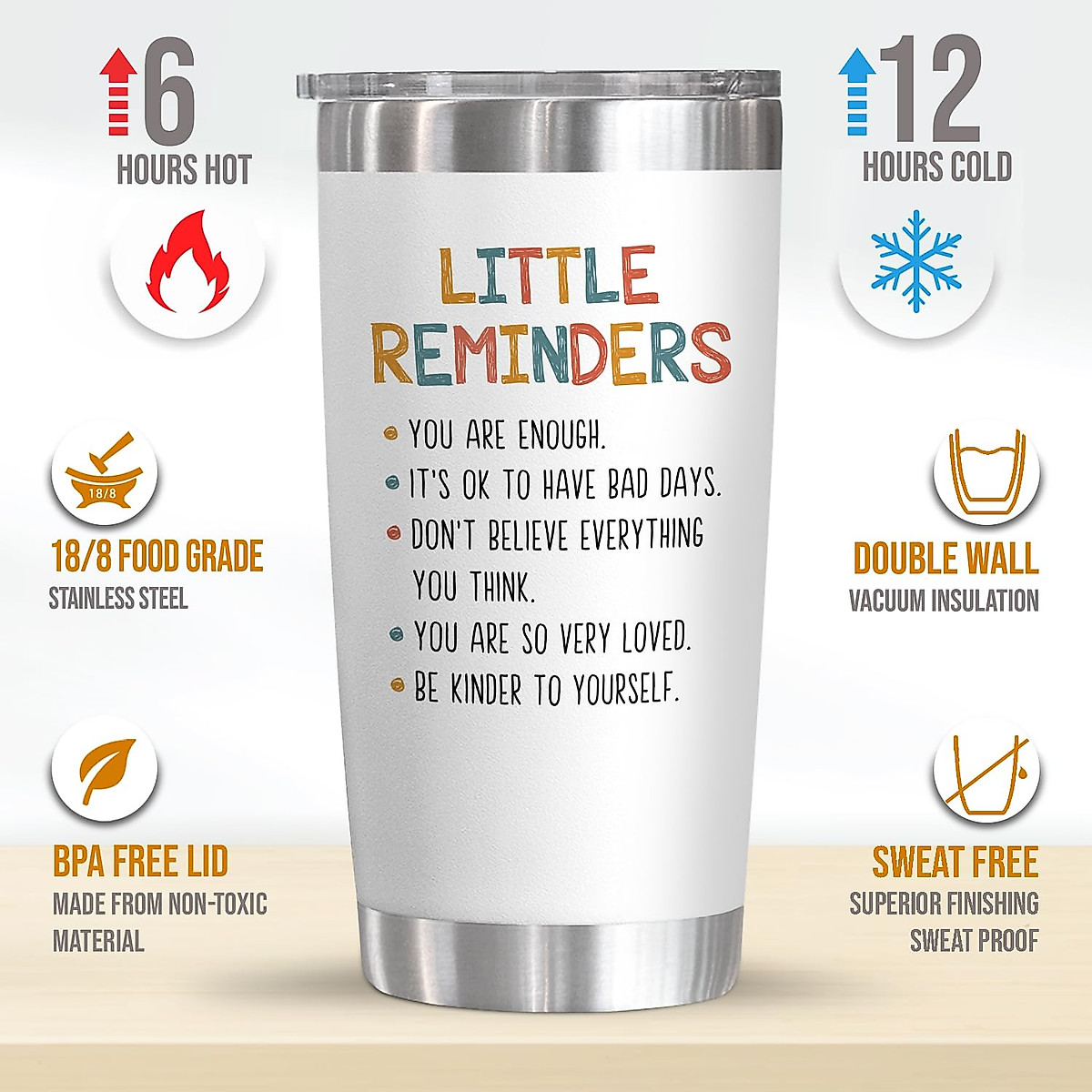 Palorix Gifts for Women - 20 oz Stainless Steel Insulated Coffee Tumbler with Lid - Christmas Birthday Retirement Inspirational Encouragement Motivation Gifts for Women Friends Coworkers