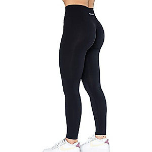 AUROLA Dream Collection Workout Leggings for Women High Waist Seamless Scrunch Athletic Running Gym Fitness Active Pants Dark Black L