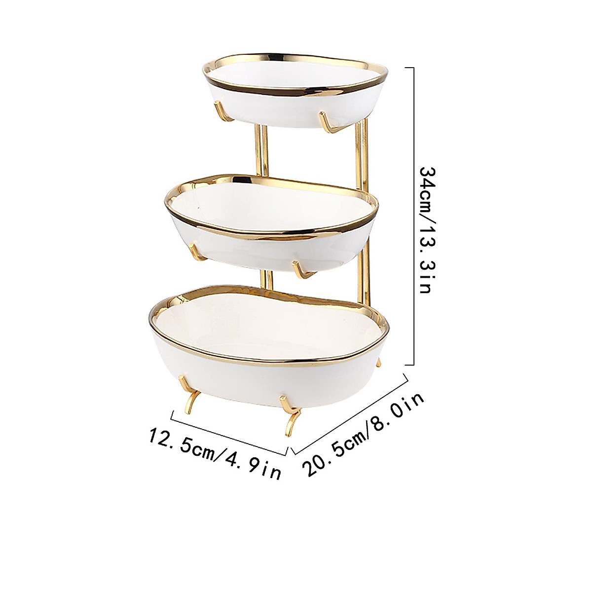 Fruit Bowl Creative Three-layer Fruit Plate Living Room Home Decoration Chinese Snack Plate Candy Plate Front Desk Fruit Bowls (Color : White)