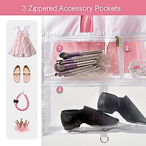 Elite Dance Gear 35" Clear Garment Bag With 3 Zipper Pockets for Suits Dress Cover, Travel & Competitions Protector, Dance Costumes, Girls Dress Recital Outfit Organizer, 3 packs, White