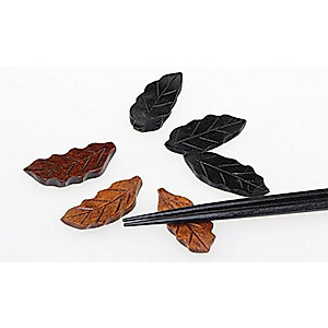 Islandoffer Handcrafted Wooden Chopstick Rest Spoon Fork Knife Holder leaf Designed, Set of 6