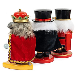 FUNPENY 3 Set Christmas Nutcrackers Figures, 7 Inch Handmade Wooden Mouse King Soldier and Pirate Traditional Nutcracker Decorations for Fall Festive Christmas Desktop Collectible Decor