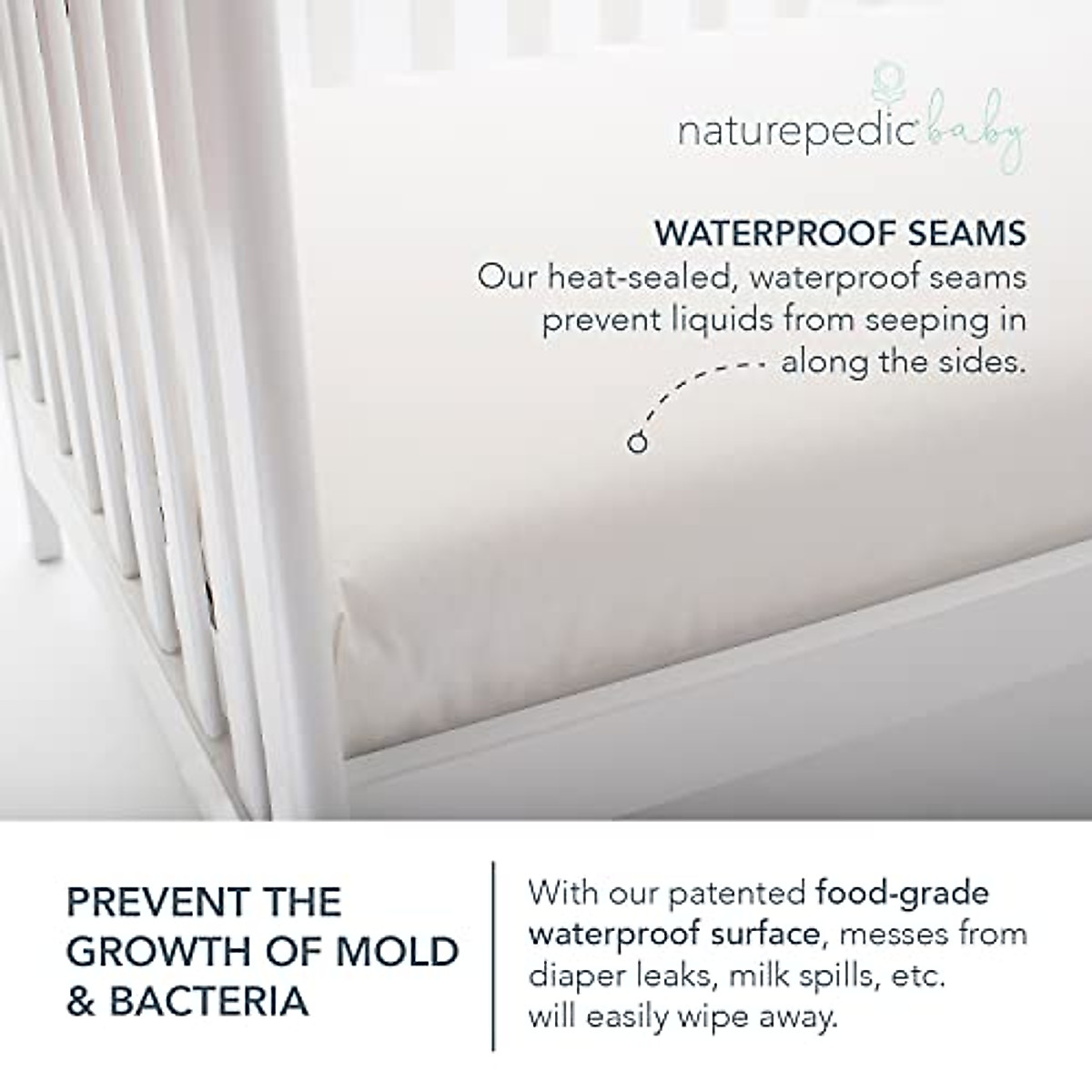 Naturepedic Organic Lightweight Classic Crib Mattress, 2-Stage Natural Mattress for Baby and Toddler Bed, Non-Toxic, 52" x 28"