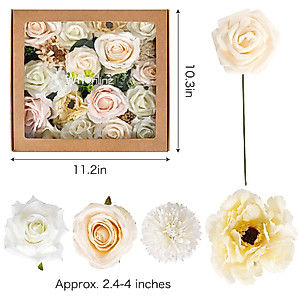 Whonline Artificial Flowers Combo Box Set Fake Flowers Silk Roses Heads for Wedding Arch Bouquets DIY Flower Party Home Decor