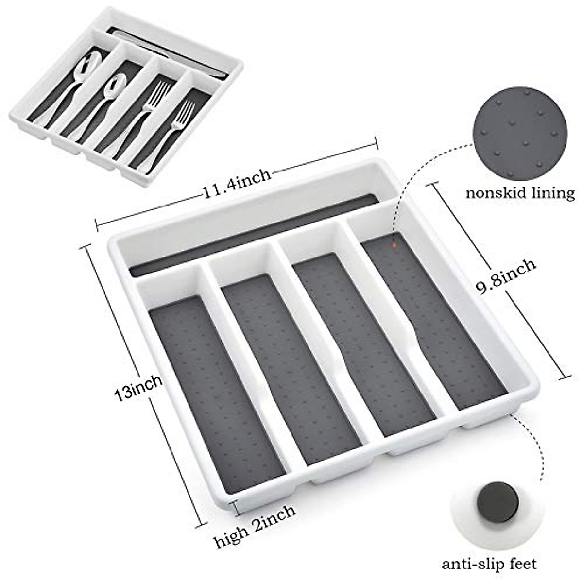 20-Piece Silverware Set with Drawer Organizer, HaWare Stainless Steel Flatware Service for 4, Modern Tableware Cutlery with Pearled Edge, Eating Utensil for Home, Mirror Polished, Dishwasher Safe