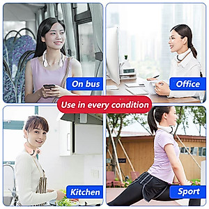 bahilok Hanging Neck Fan Foldable Summer Air Cooling Portable USB Rechargeable Bladeless Mute Fans for Outdoor Sports，5000mAh (pink)