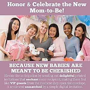 Watercolor Pink Floral Cow-Themed Baby Sprinkle Shower Invitations, 20 5x7 Fill In Cards with Twenty White Envelopes by AmandaCreation