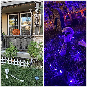 DecoBrite Halloween Solar Purple String Lights Outdoor 21ft (6.3m) 50 ct LED Mini Lights on Black Wire for Garden Tree Yard Patio Party Decoration (Purple)