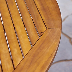 Christopher Knight Home Nick Outdoor Acacia Wood Round Dining Table, Teak Finish
