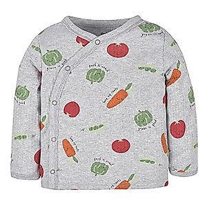 Gerber Baby Newborn Hospital Pointelle Outfit Shirt, Footed Pant and Cap, Vegetables Grey, Newborn
