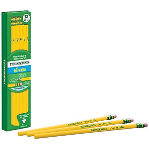 Ticonderoga Tri-Write Wood-Cased Pencils, 2HB Soft, Yellow, 12 Count